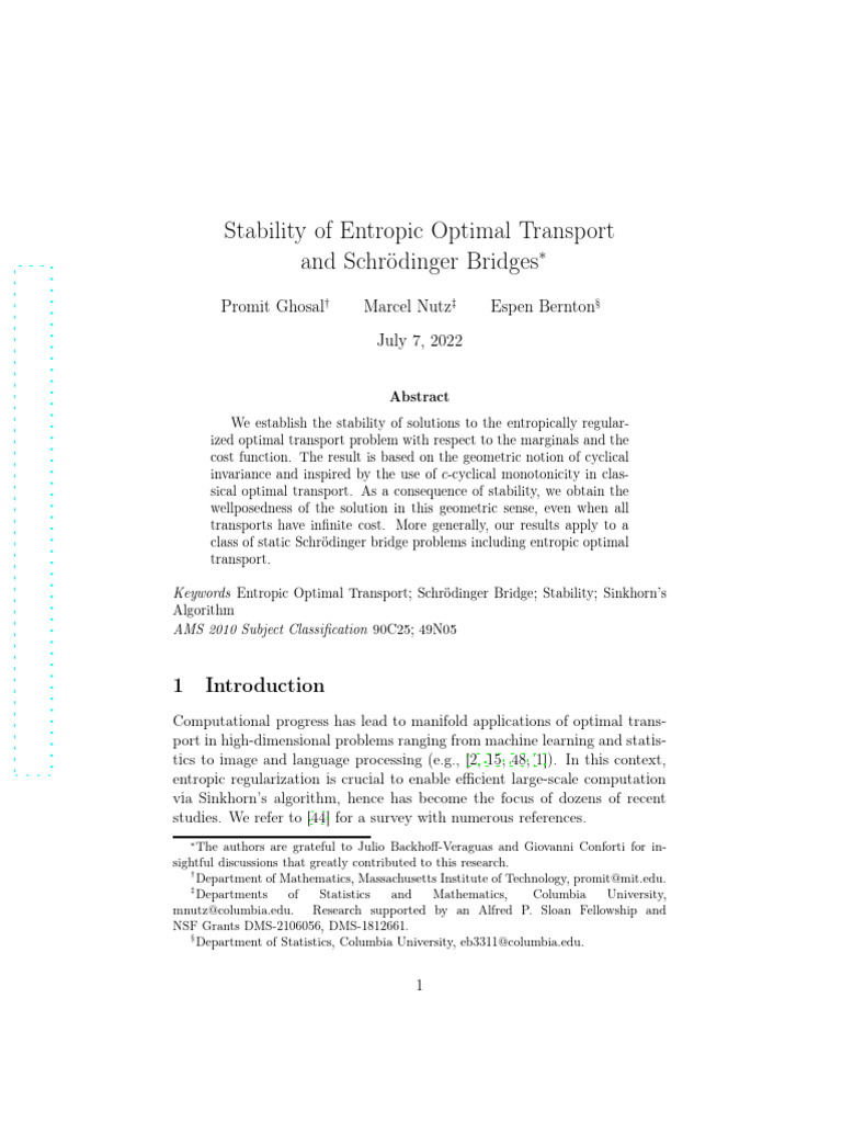 stability_paper optimal transport | PDF | Limit (Mathematics) | Pi
