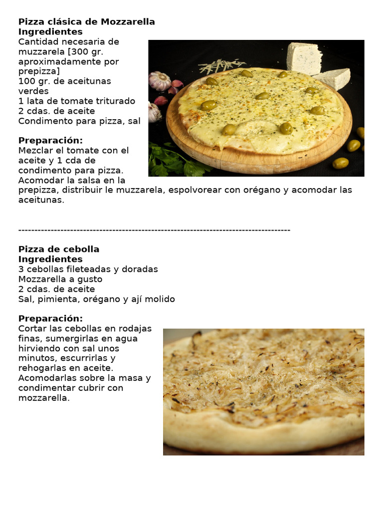 Pizza Clásica de Muzzarela y Pizza de Cebolla | PDF