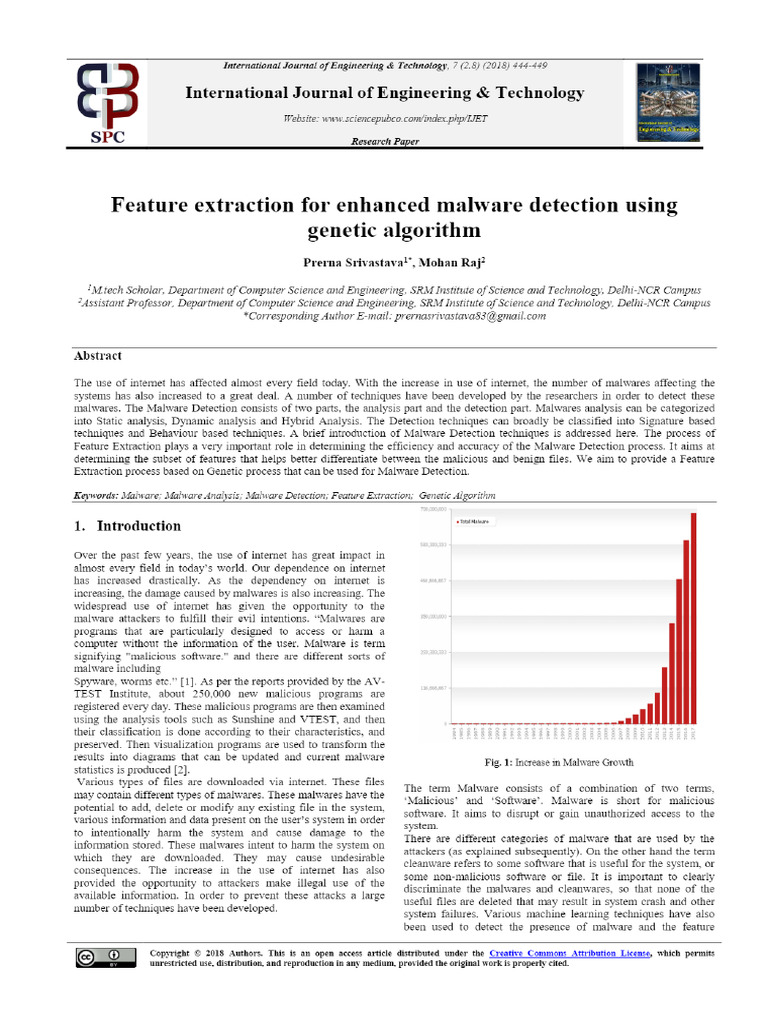 View of Feature Extraction for Enhanced Malware Detection Using Genetic Algorithm | PDF
