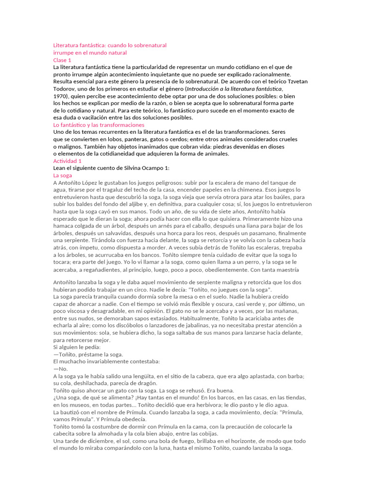 CUENTO FANTASTICO CON TEORIA | PDF | Fantasía | Cuentos