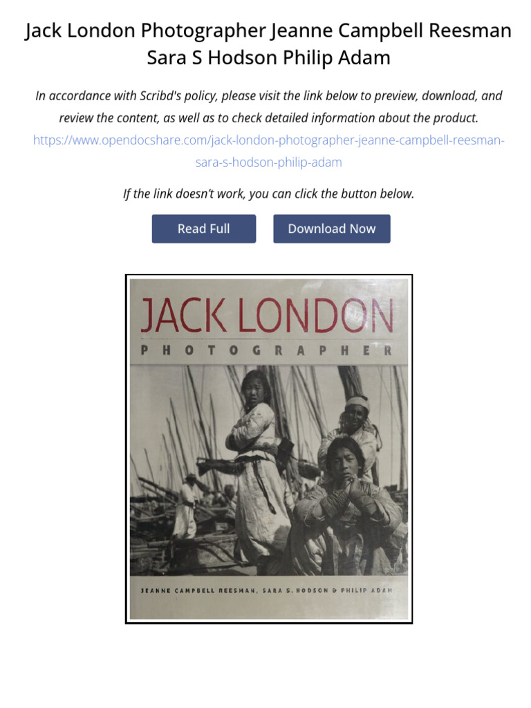 Jack London Photographer Jeanne Campbell Reesman Sara S Hodson Philip ...