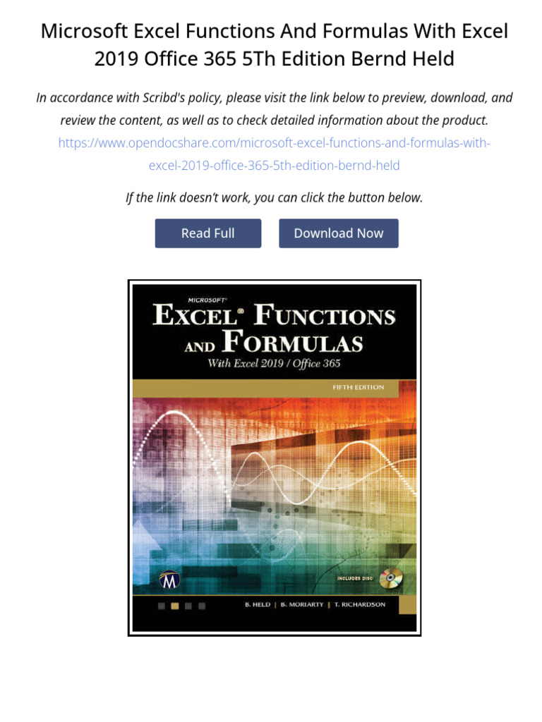 Microsoft Excel Functions and Formulas With Excel 2019 Office 365 5th ...