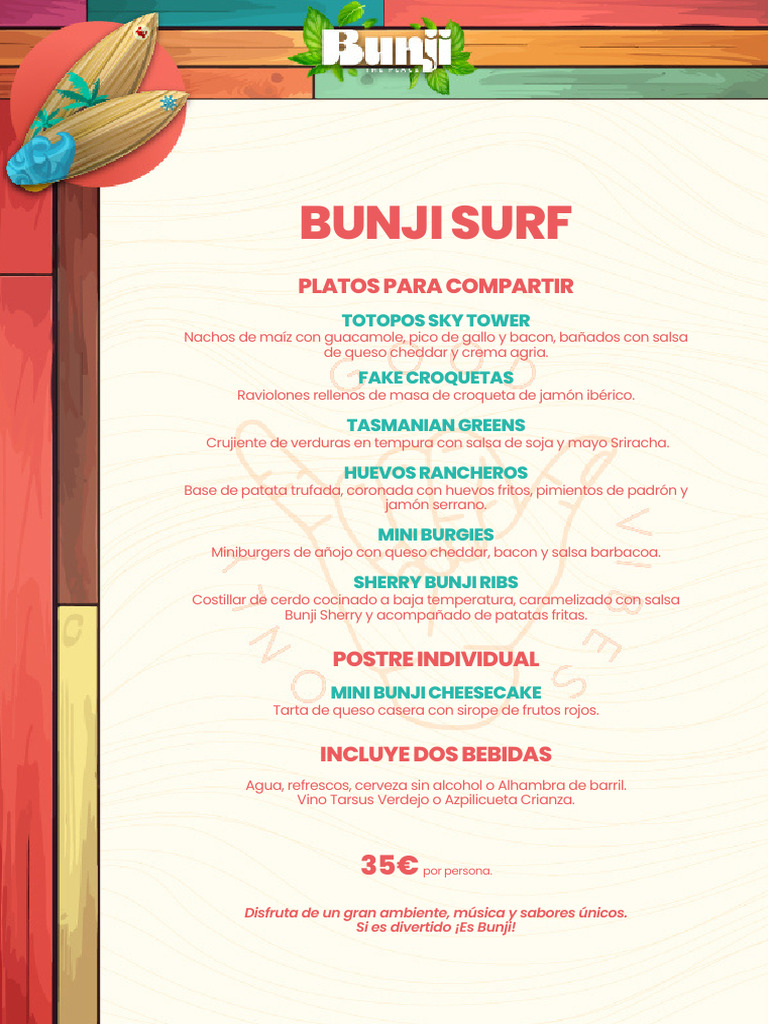 Menús de Sala Bunji | PDF | Postres | Tarta de queso