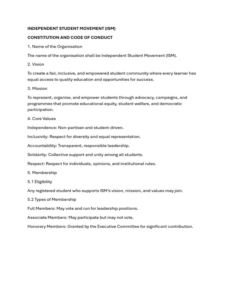 ISM) Code of Conduct. | PDF | Elections | Government