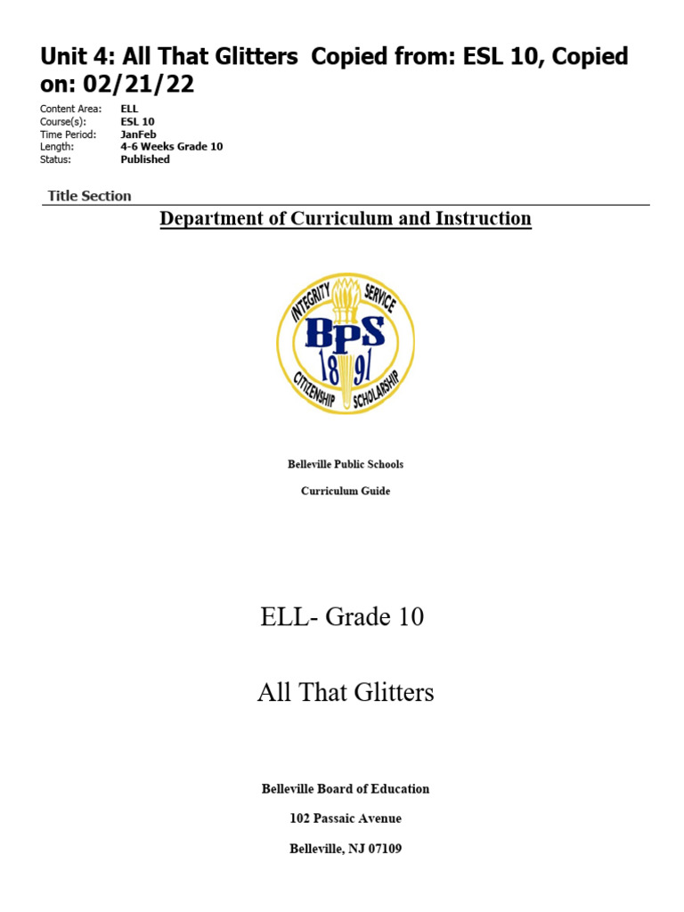 Unit_Unit 4_ All That Glitters Copied From_ ESL 10, Copied On_ 02-21-22 ...