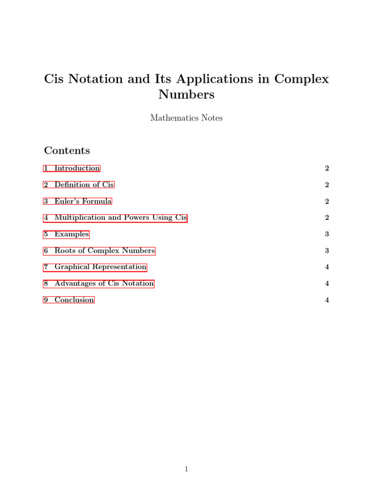 Cis Notation and Its Applications in Complex Numbers: Mathematics Notes ...