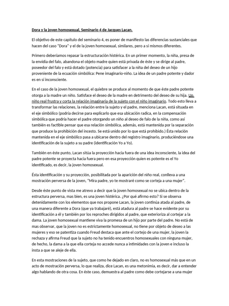 Dora y La Joven Homosexual Lacan | PDF | Jacques Lacan | Homosexualidad