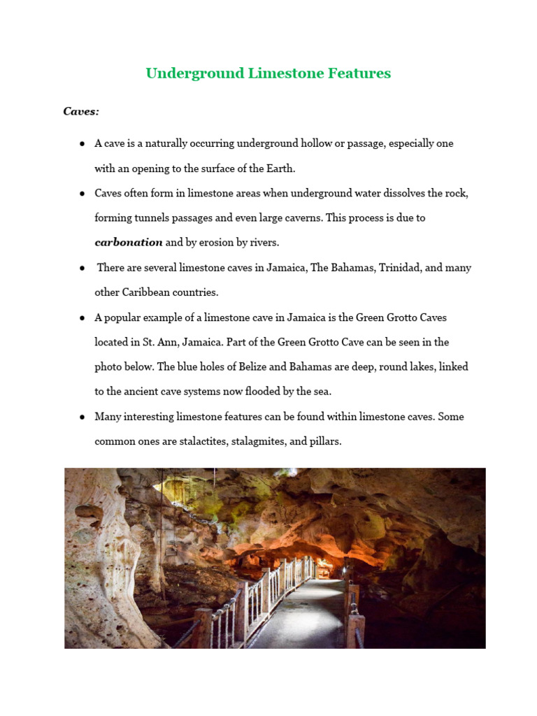 Underground Limestone Cave Features | PDF | Cave | Earth Sciences