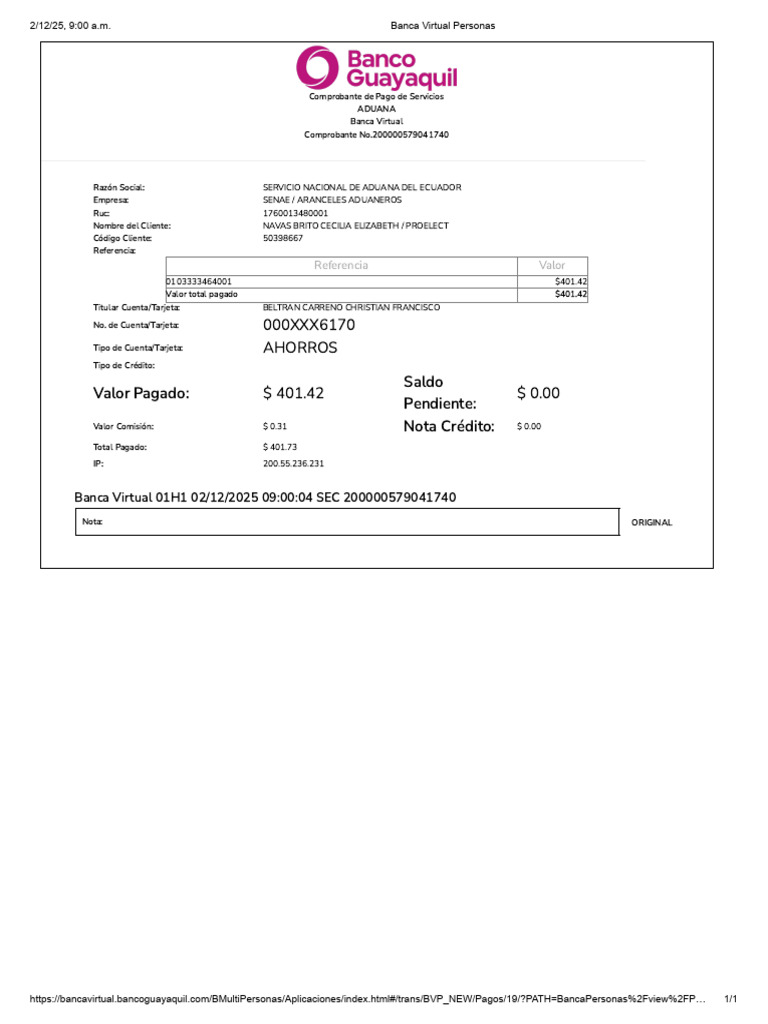 Pago Liquidación No. 50398667 | PDF