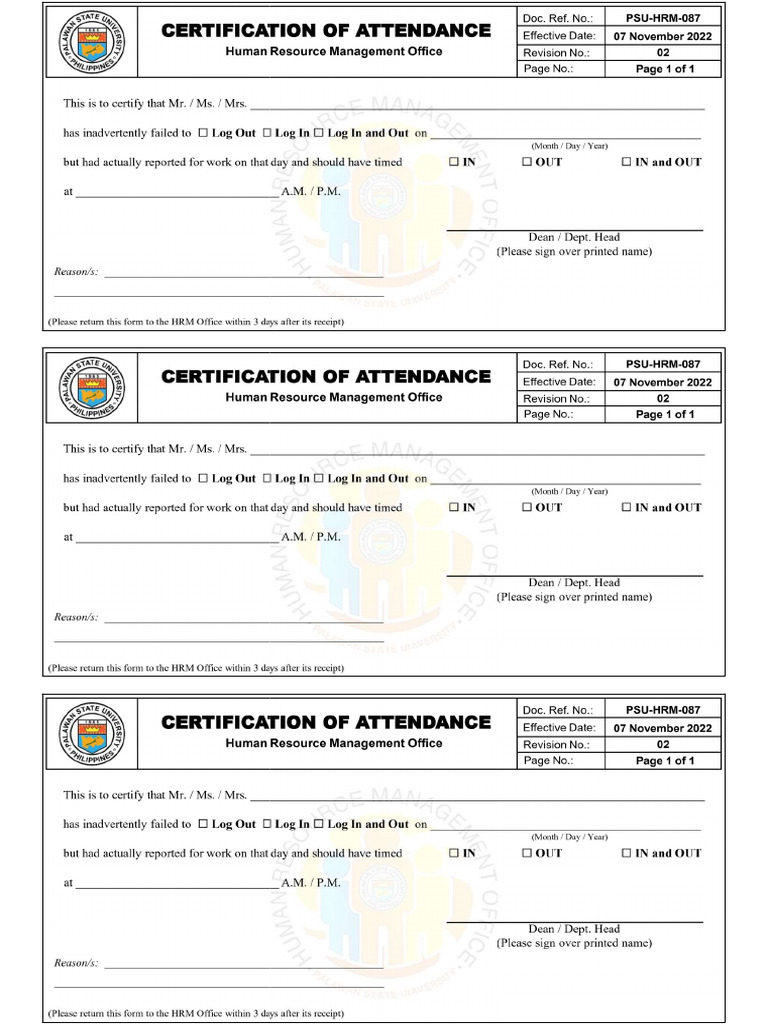 Certification of Attendance | PDF