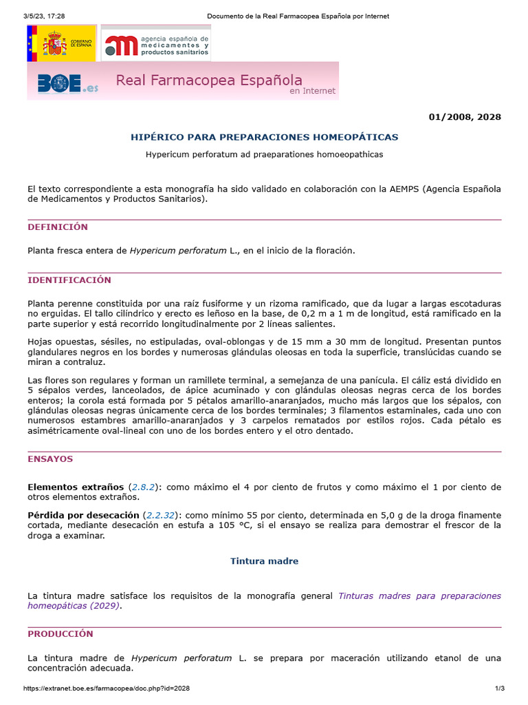 HIPERICO1_Documento de La Real Farmacopea Española Por Internet | PDF ...