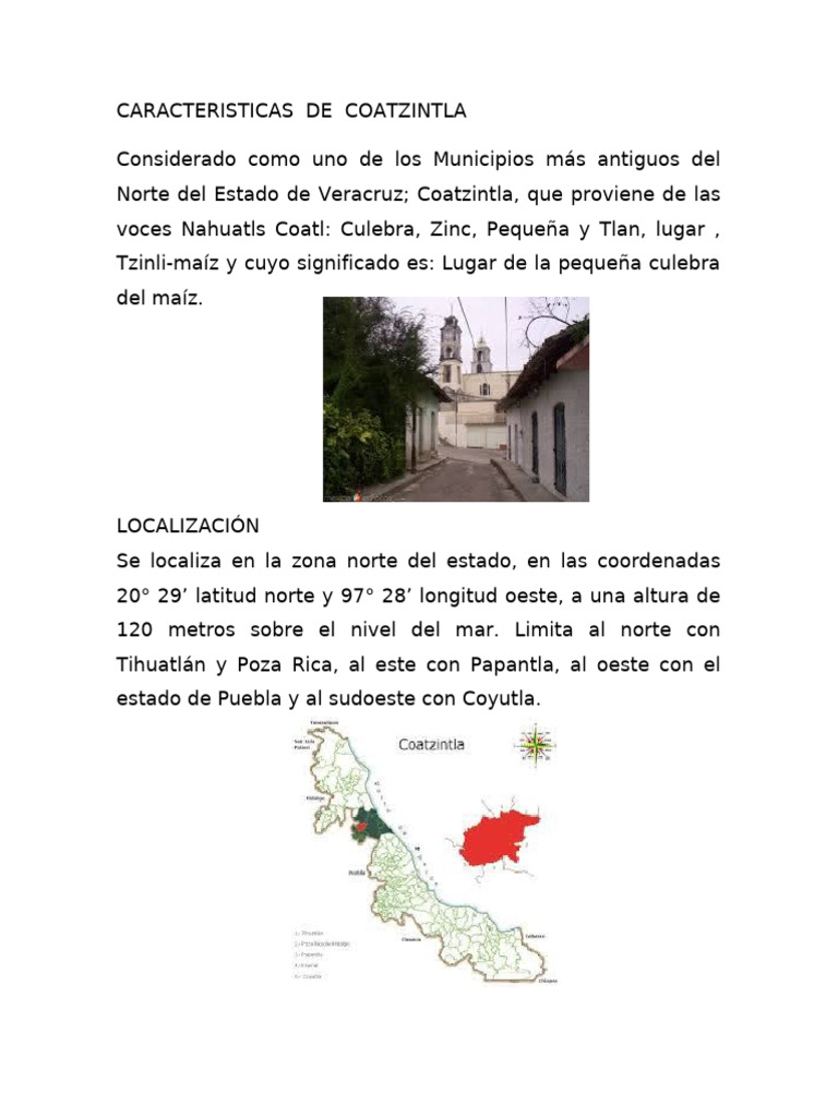 Caracteristicas de Coatzintla | PDF