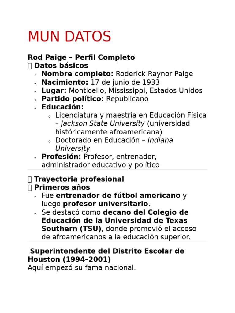 Mun Datos Rod Paige | PDF | Houston