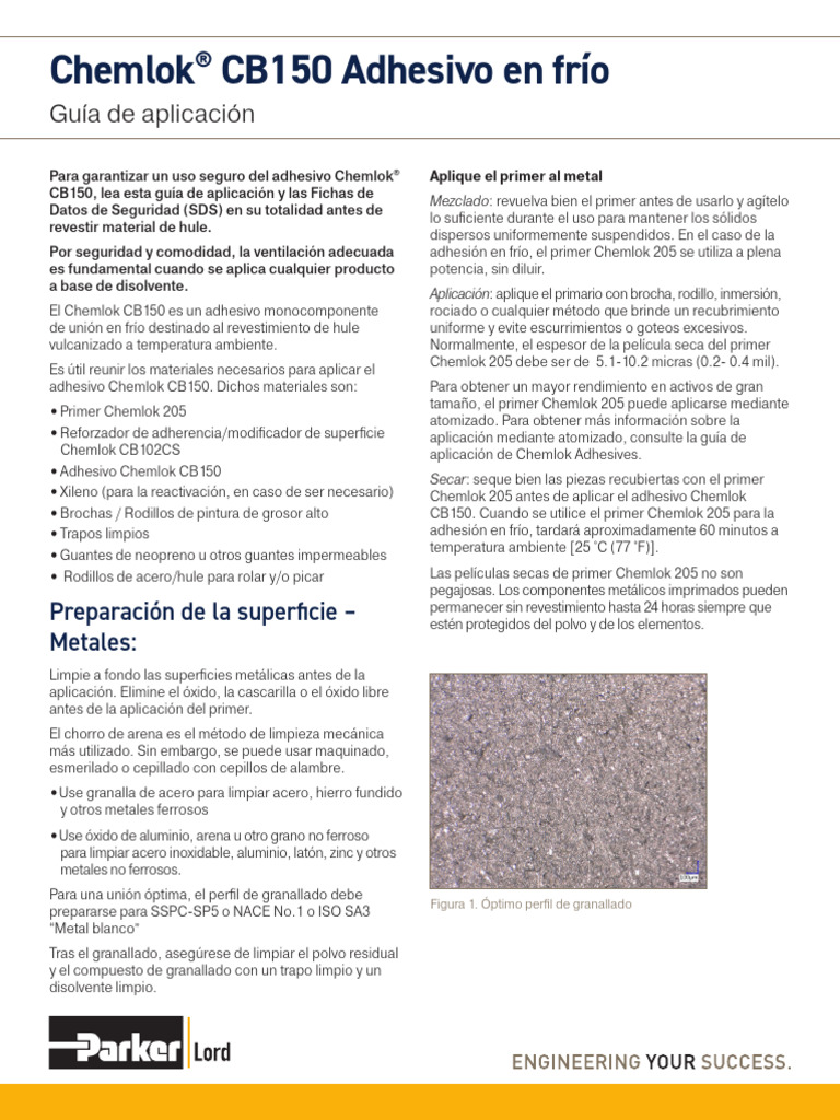 Guía de aplicación del adhesivo Chemlok CB150 | PDF | Adhesión ...