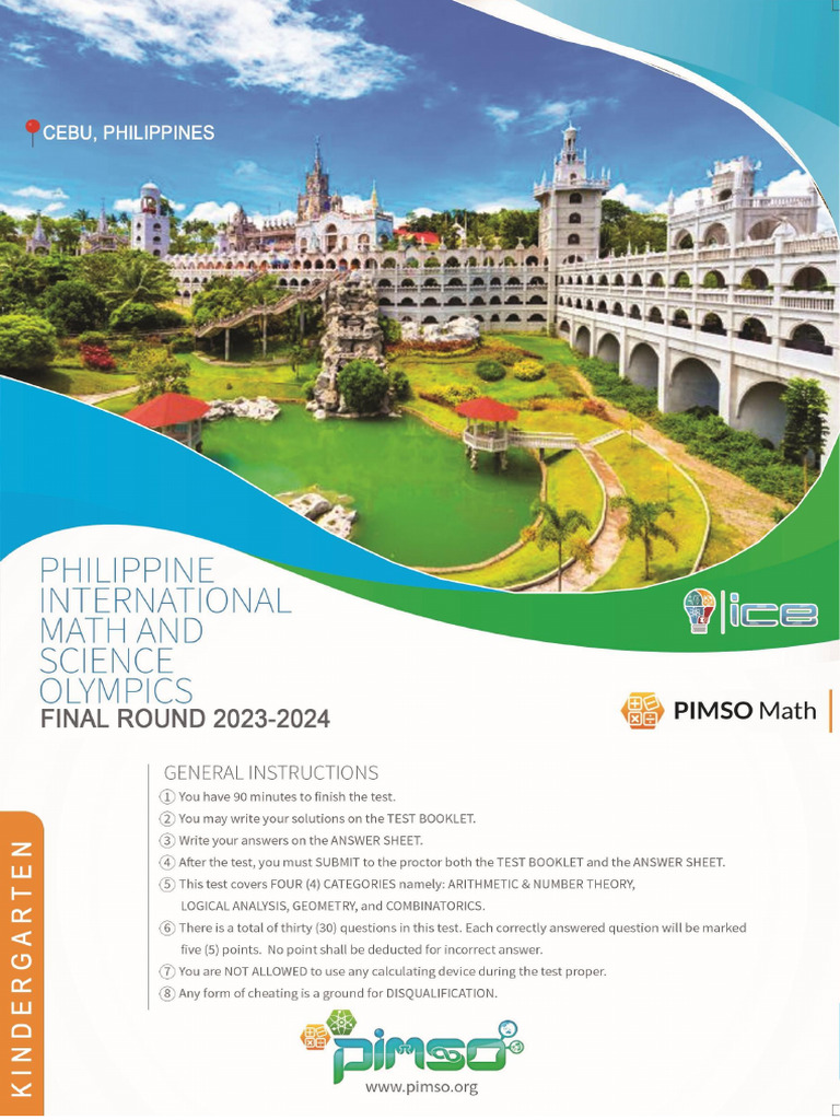 Pimso Math Final 2023-2024 - Kindergarten | PDF