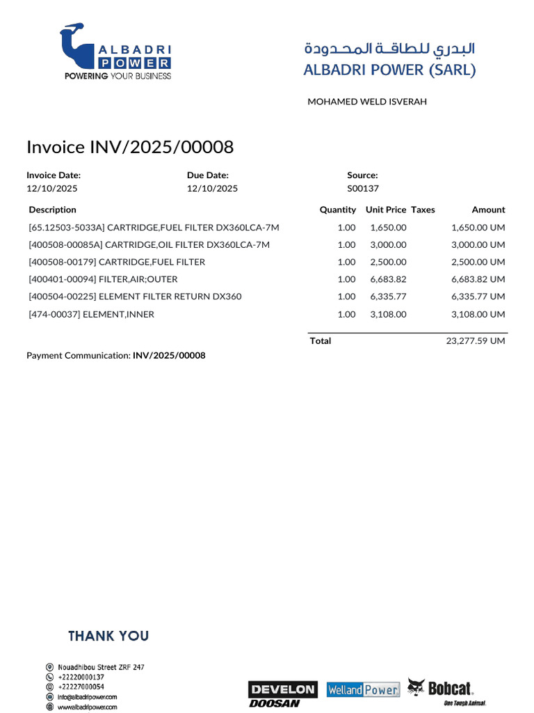 Invoice INV/2025/00008 Summary | PDF