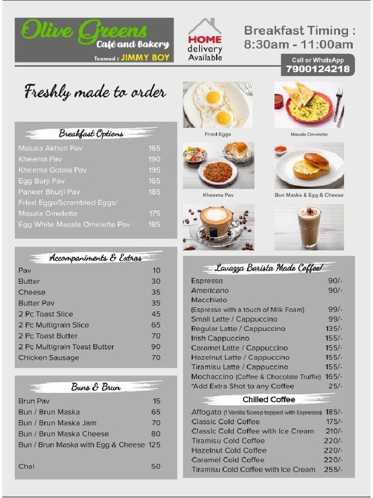 Olive Greens JIMMY BOY Menu | PDF