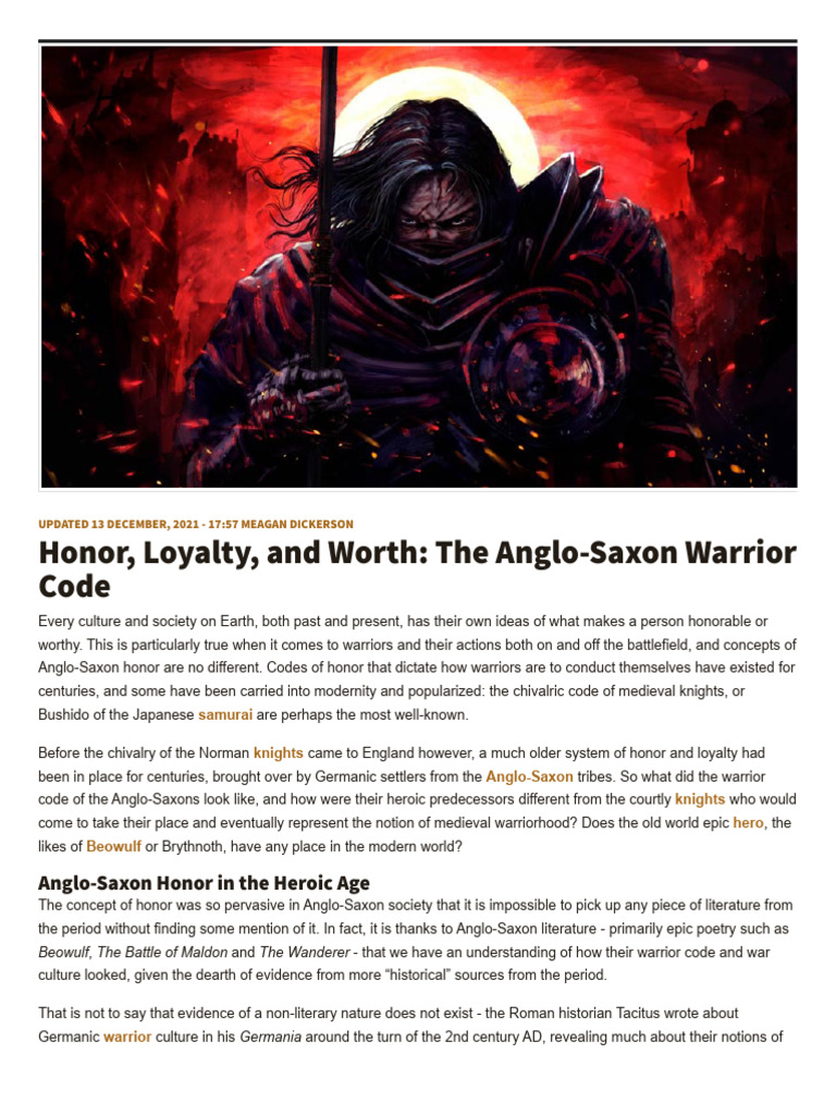 Honor, Loyalty, And Worth_ the Anglo-Saxon Warrior Code _ Ancient ...