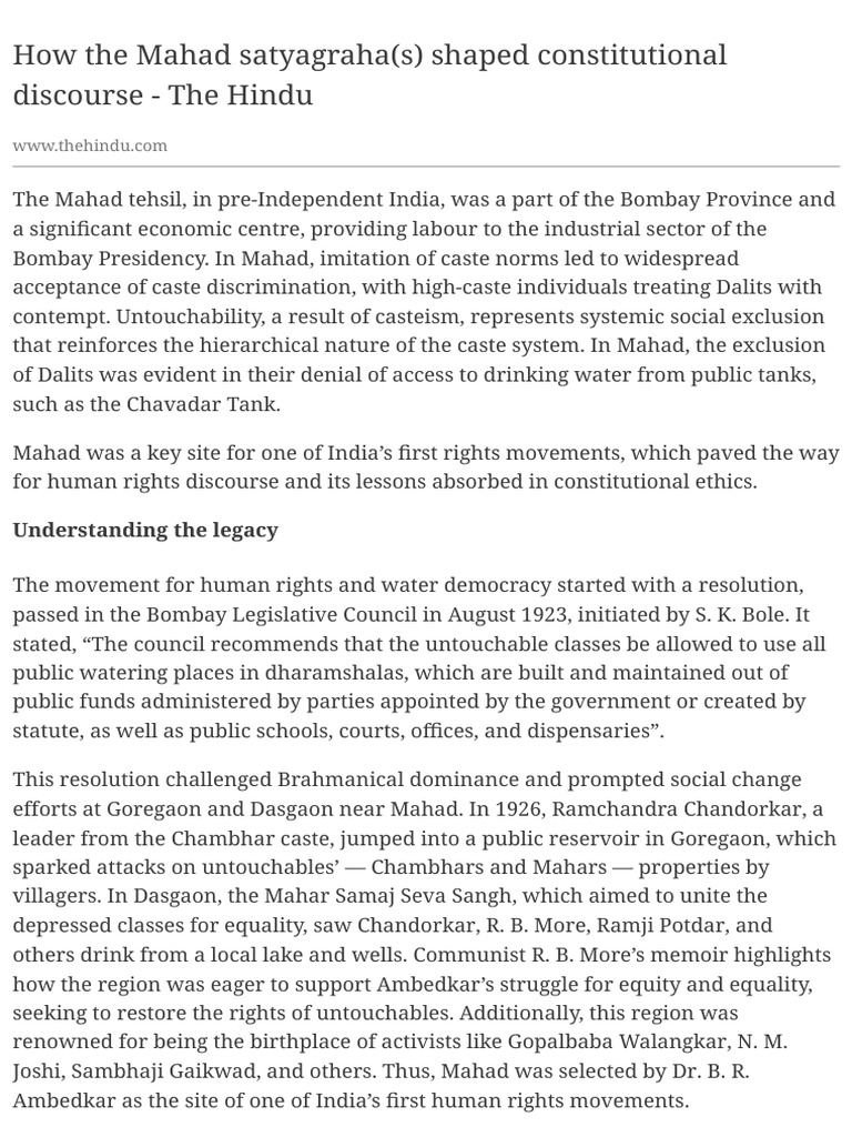 Mahad satyagraha | PDF | Dalit