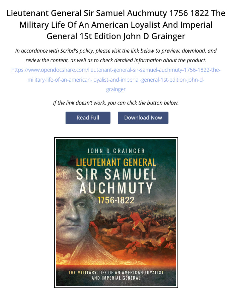 Lieutenant General Sir Samuel Auchmuty 1756 1822 The Military Life of ...