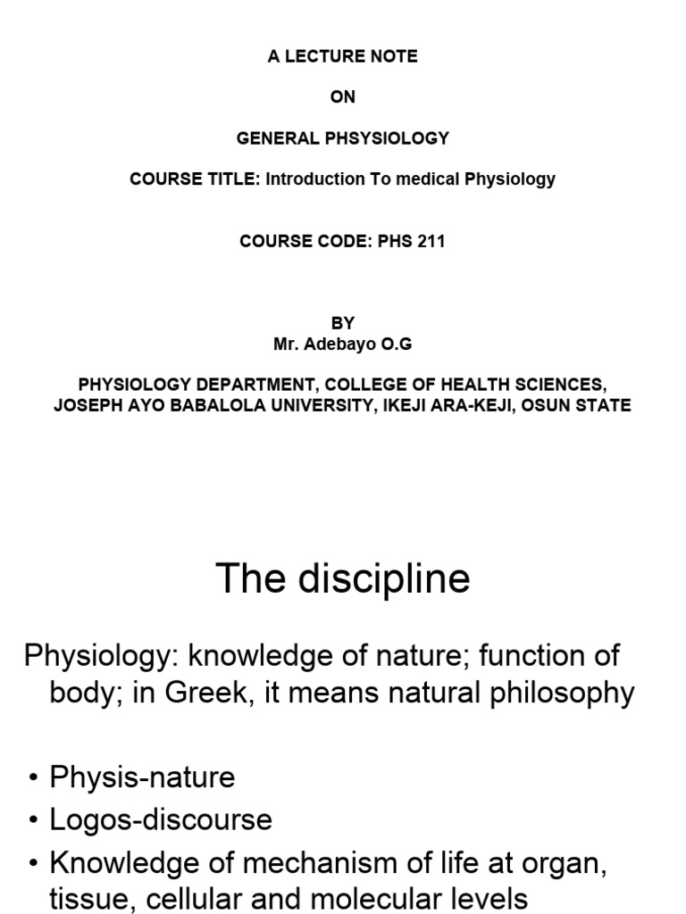 Introduction to Medical Physiology | PDF | Cell (Biology) | Cell Membrane