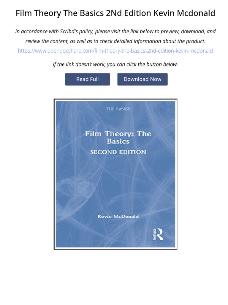 Film Theory The Basics 2nd Edition Kevin Mcdonald | PDF | Film Theory