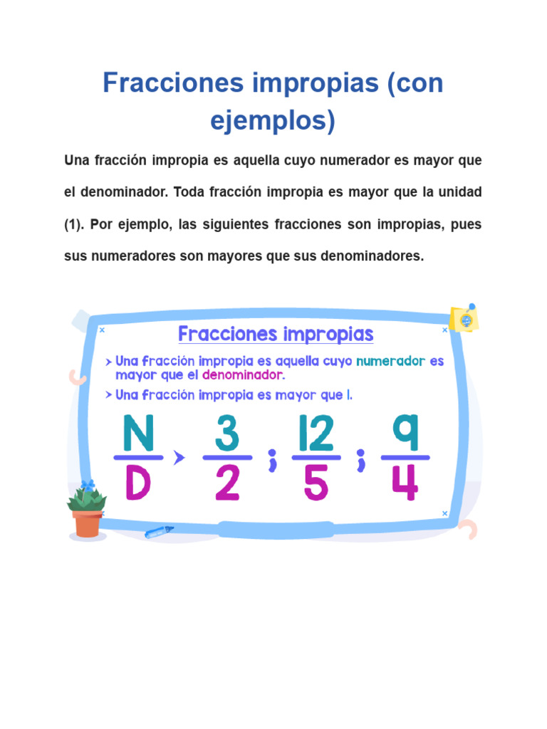Fracciones Impropia | PDF
