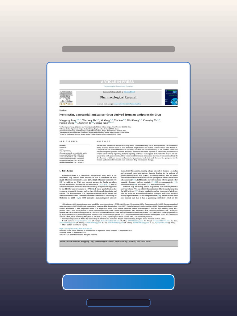 Test Bank for Ivermectin Potential Anticancer Drug Derived From an ...
