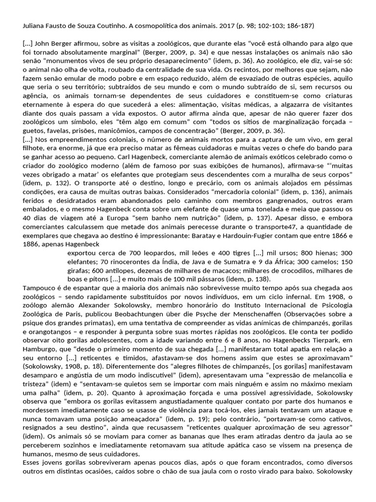 Cosmopoltica TRECHO ZOO Word | PDF | Pensamento | Jardim zoológico