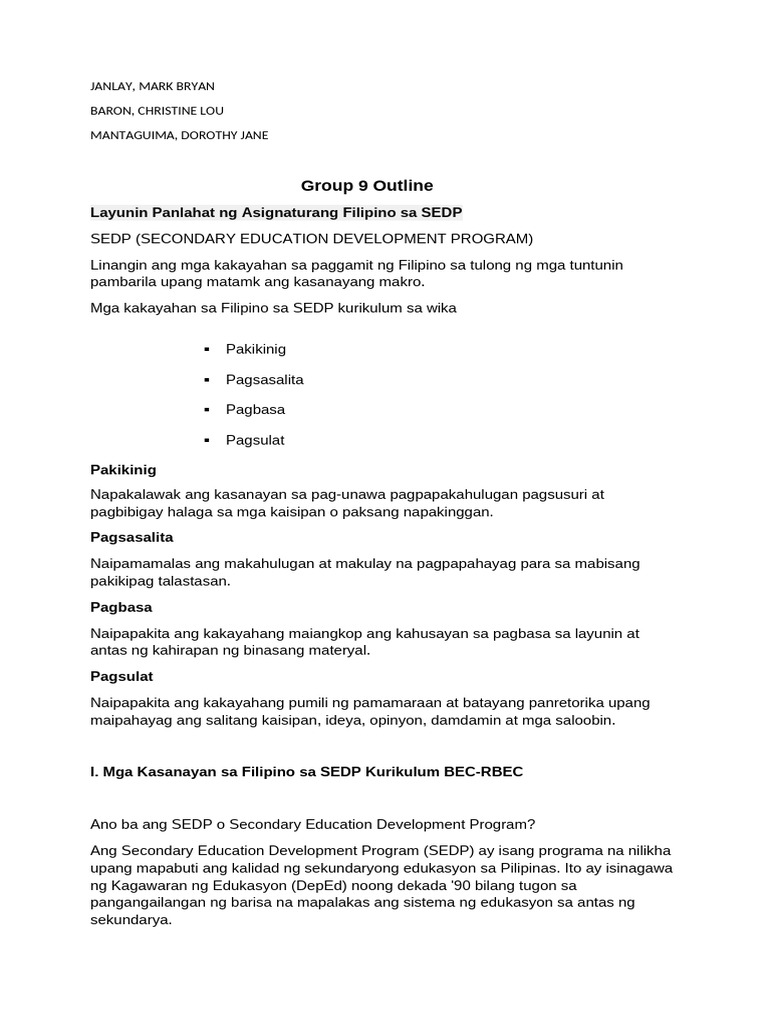 Group 9 Outline | PDF