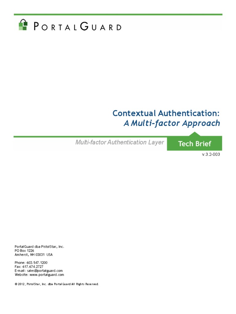 Contextual Authentication Tech Brief | PDF | Authentication | User (Computing)