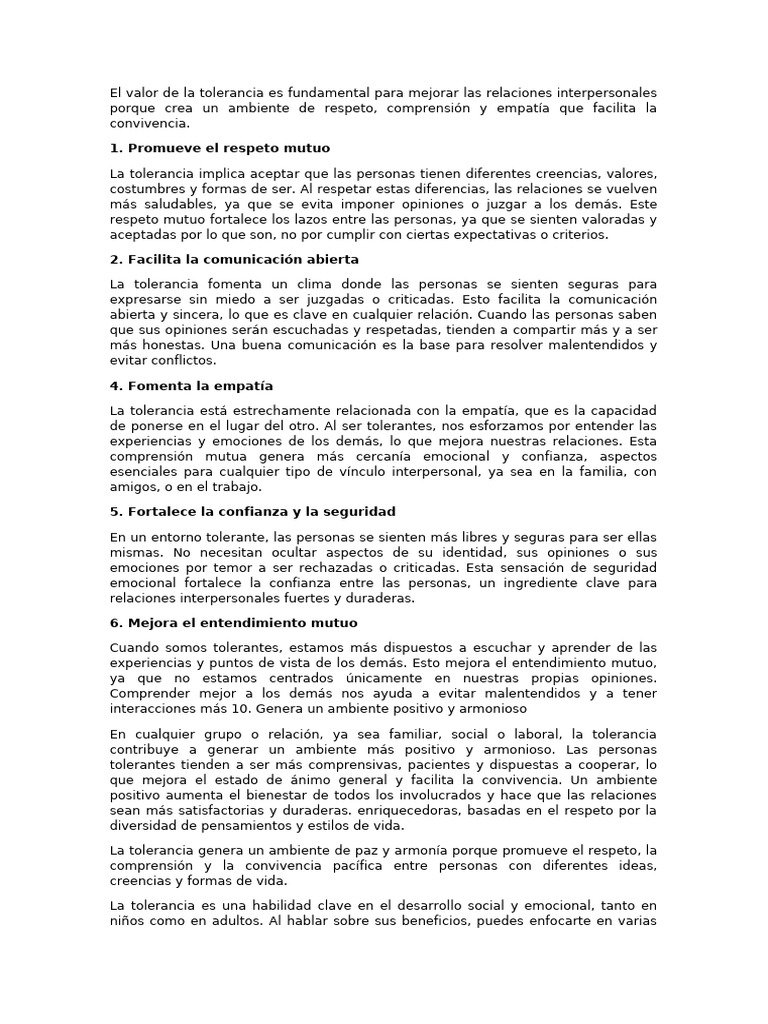 Beneficios de Tolerancia | PDF | Tolerancia | Las emociones