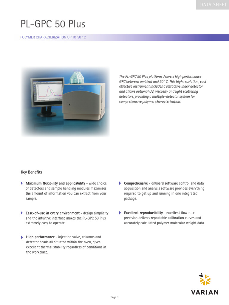 Varian PL GPC 50 Plus Brochure | PDF | Polymers | Sensor