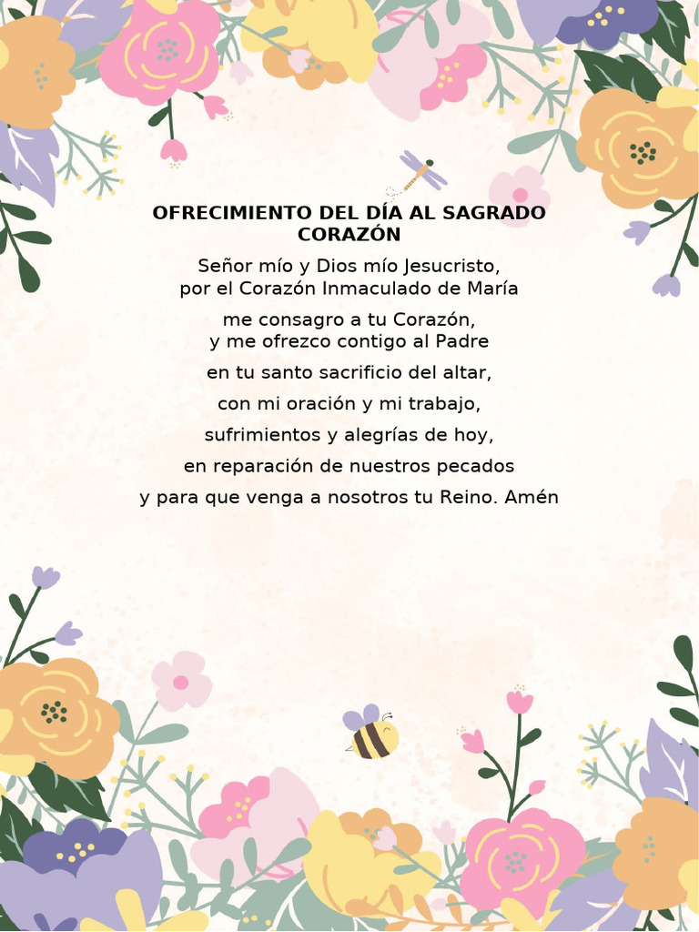 Ofrecimiento Del Día Al Sagrado Corazón | PDF