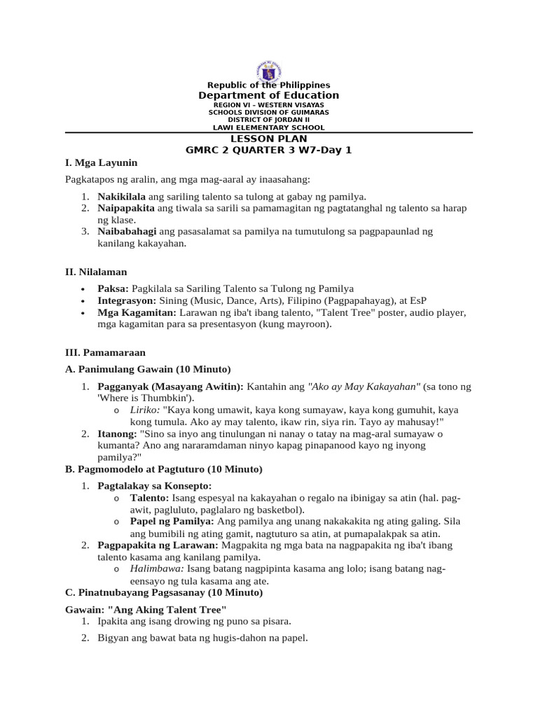 LP GMRC 2 Q3 W7-Day 1-4 | PDF
