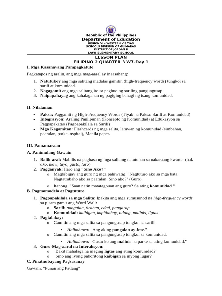 LP Filipino 2 Q3 W7-Day 1-4 | PDF
