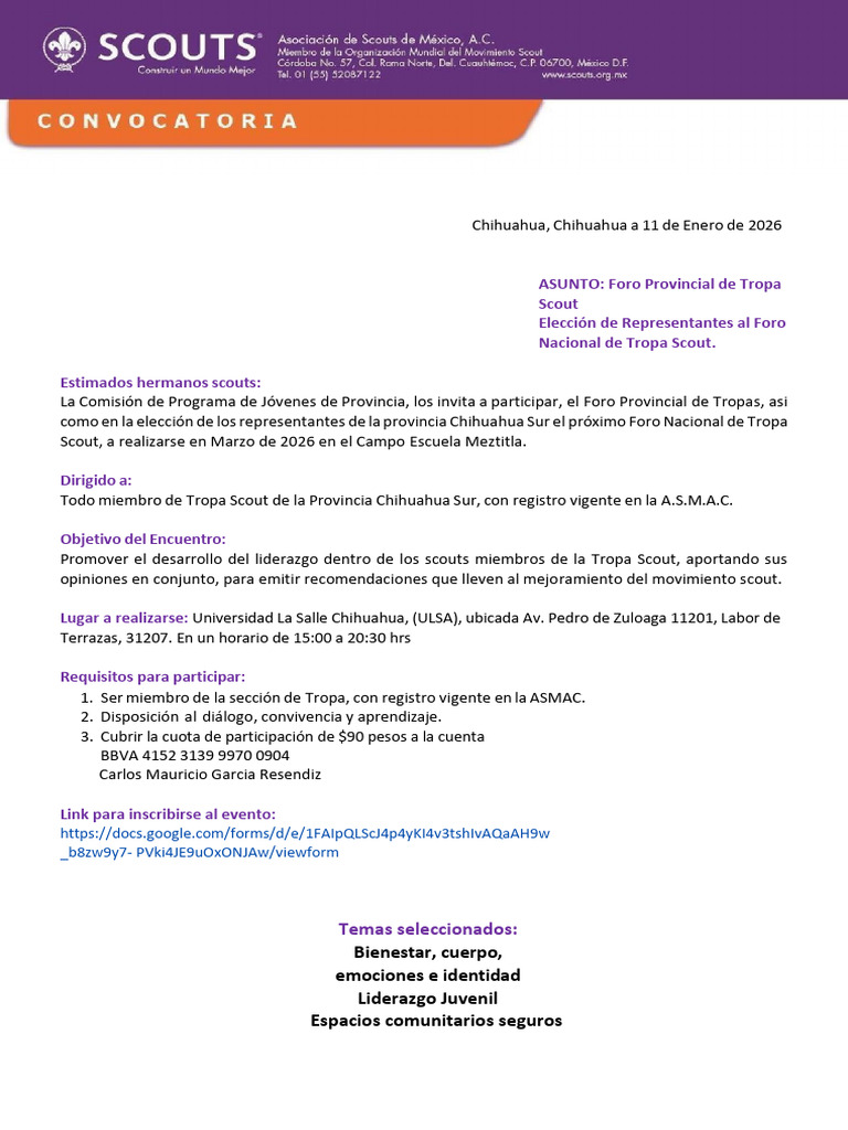 Foro Provincial de Tropa Scout 2026 | PDF | Exploración | Scouting y guía