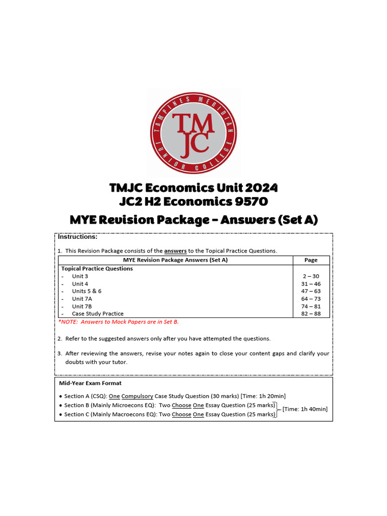 ECONS MYE REVISION PACKAGE ANS | PDF | Externality | Oligopoly