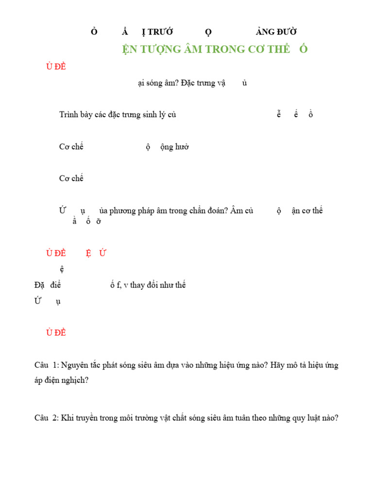 Câu Hỏi Chuẩn Bị Buổi 2 Lý Sinh Md1.16 | PDF