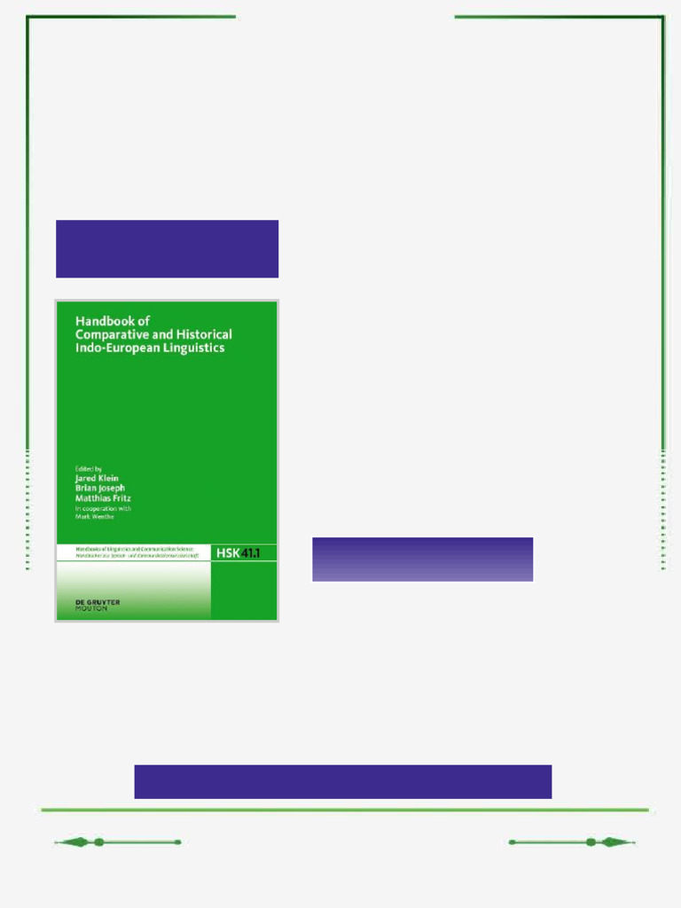 Handbook of Comparative and Historical Indo European Linguistics 1st Edition Jared Klein ebook ...