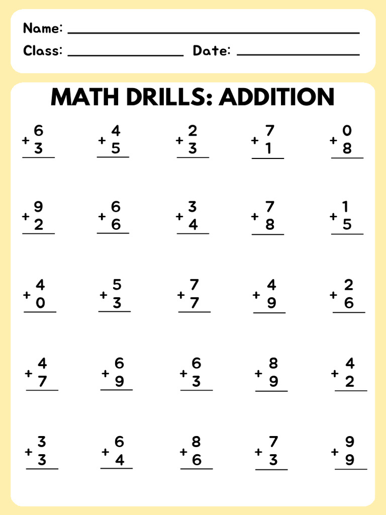 Math Drills Addition Worksheet 20260112 090528 0000 | PDF