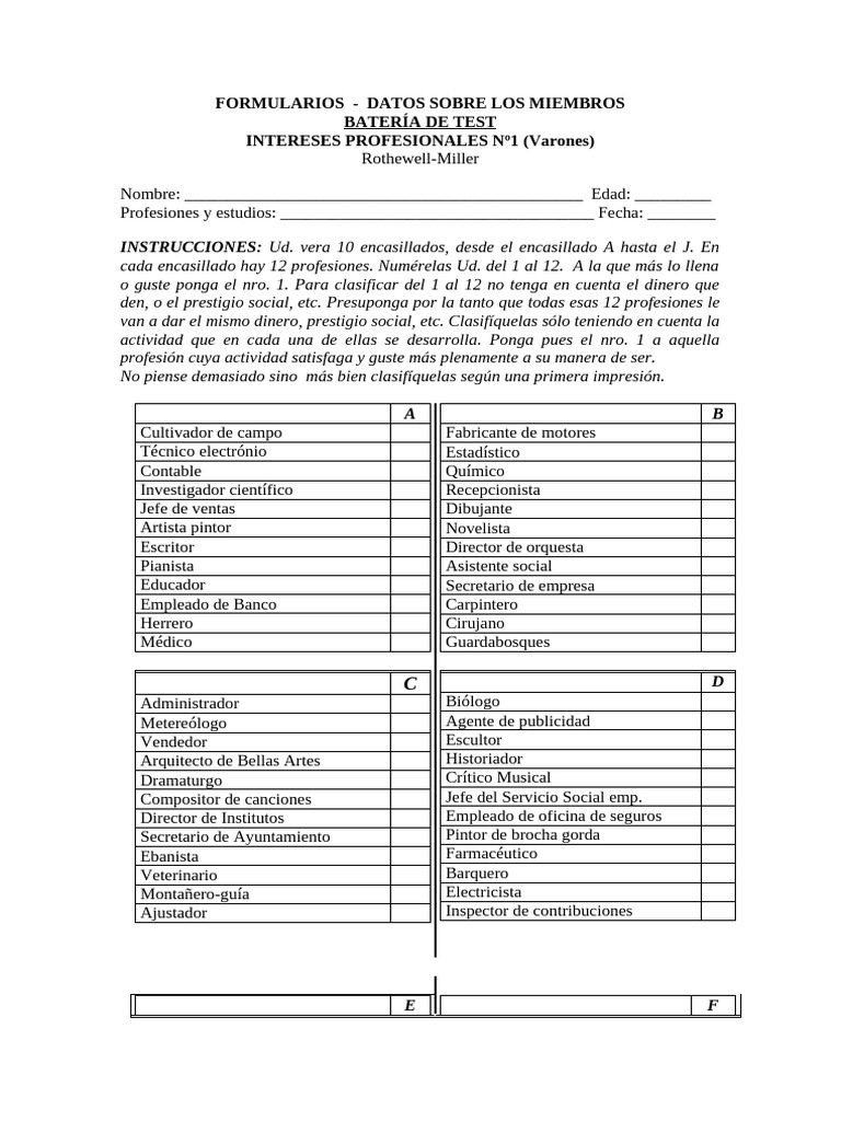 Bateria de test | PDF | Humor