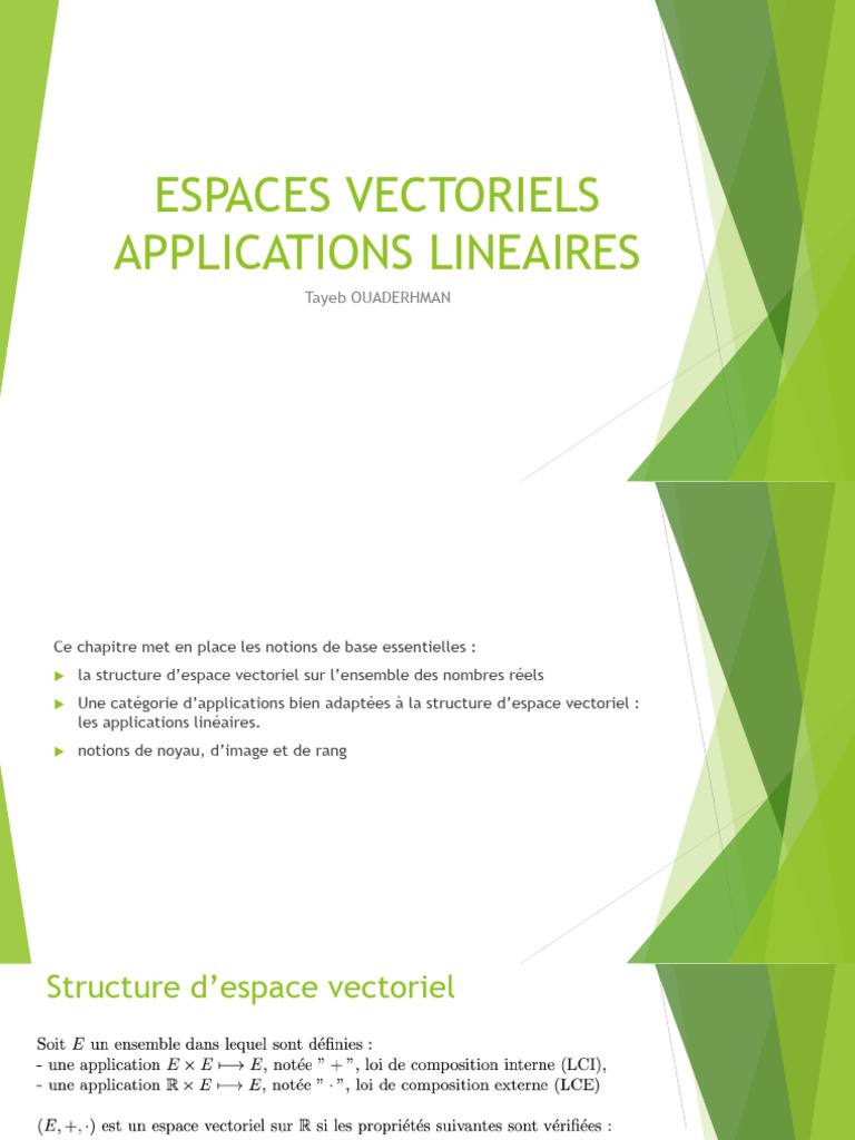 Espaces Vectoriels et Applications Linéaires | PDF | Base (algèbre ...