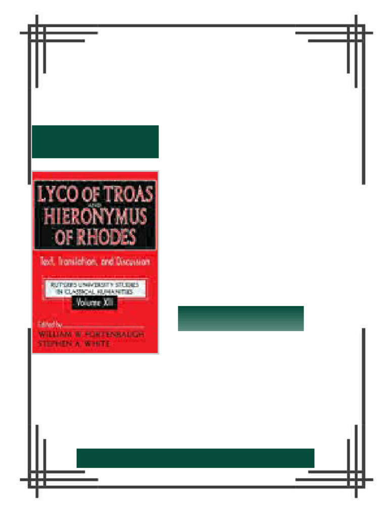 Lyco of Troas and Hieronymus of Rhodes Text Translation and Discussion ...