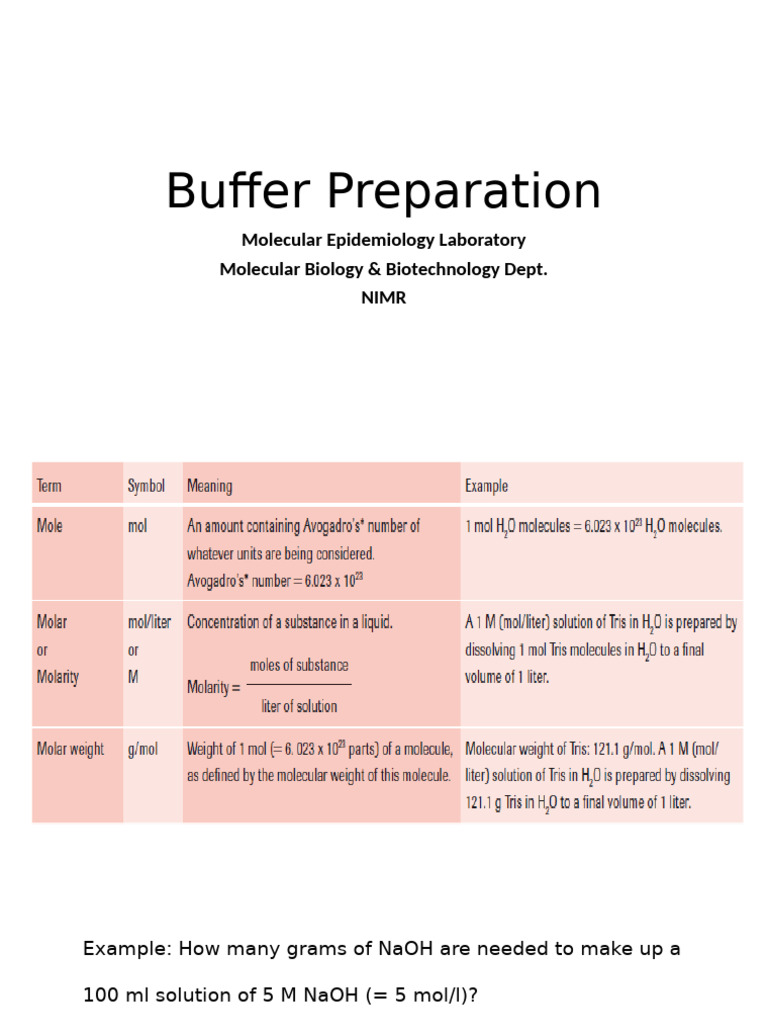 Buffer Preparation | PDF