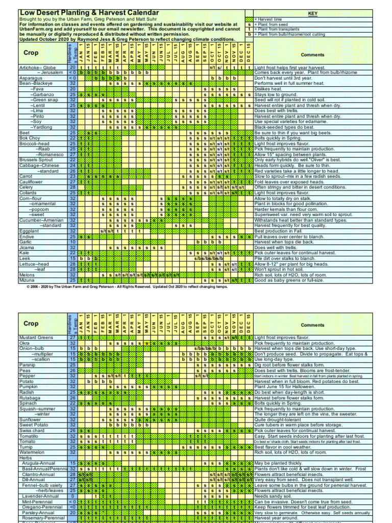 Low Desert Planting Calendar Guide | PDF | Plants | Botany