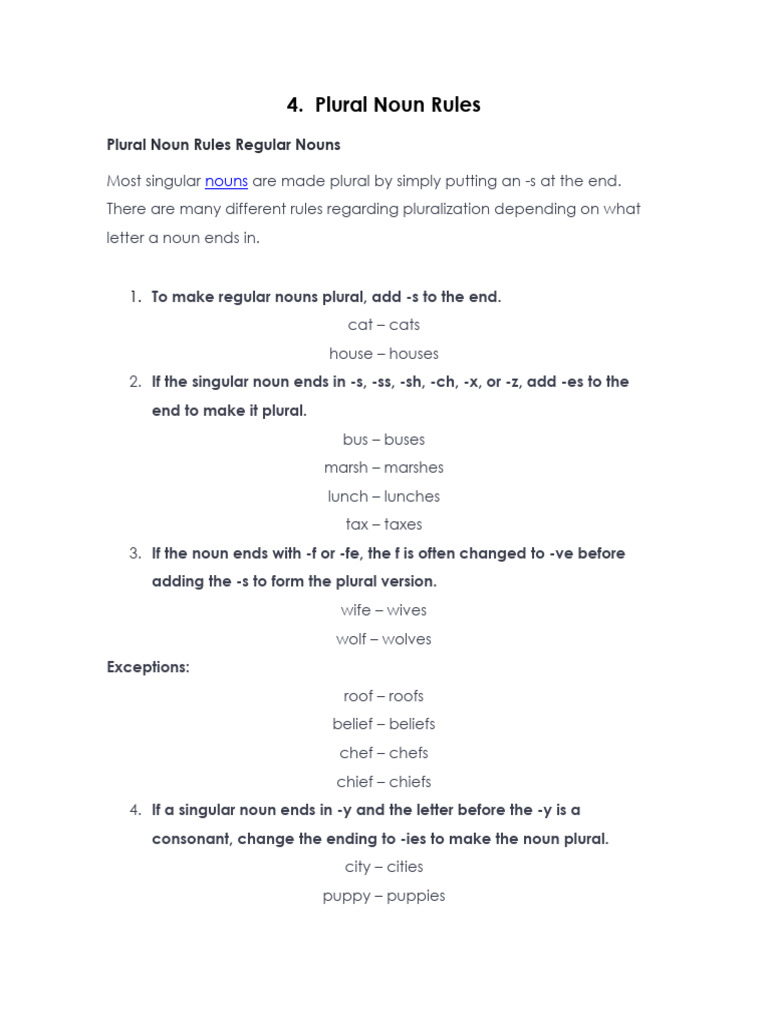 4. Plural Nouns Regular and Irregular | PDF | Plural | Languages