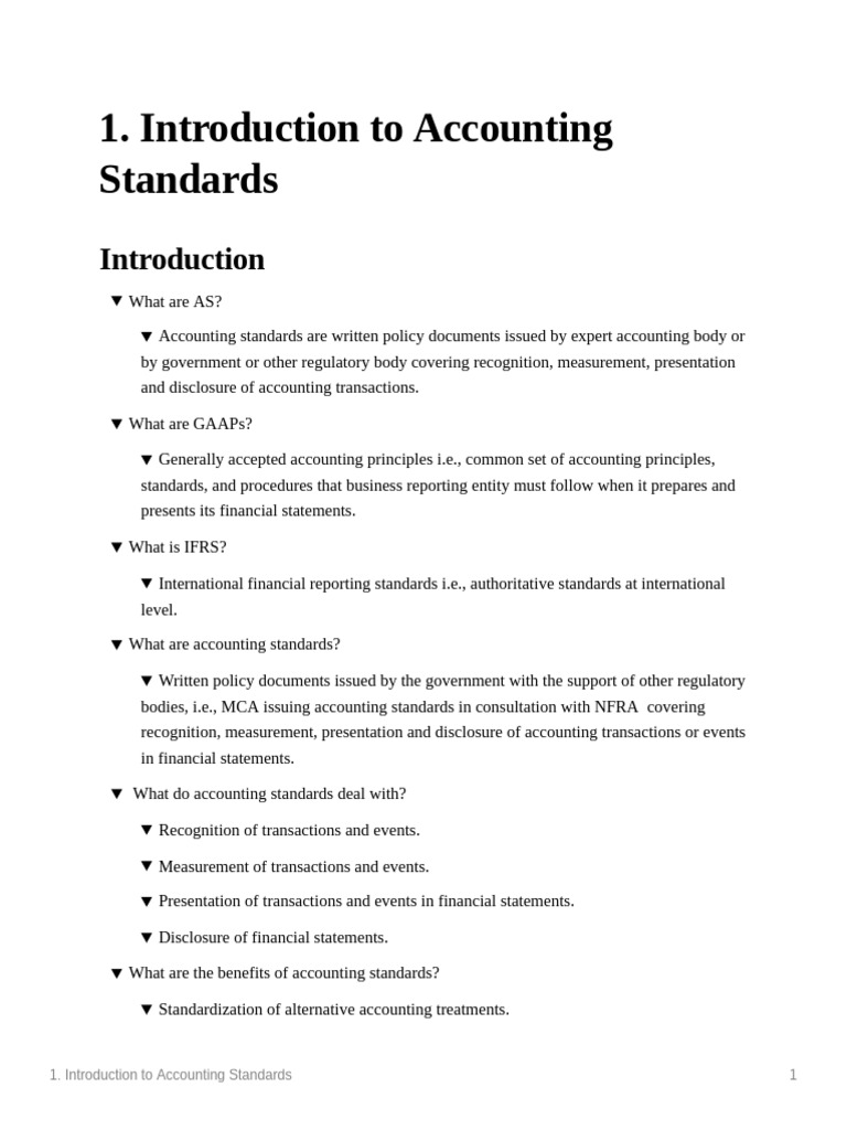 1. Introduction to Accounting Standards | PDF | International Financial ...
