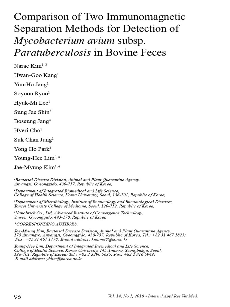 Comparison of Two immunomagnetic separation in Bovine Feces 2016 ...