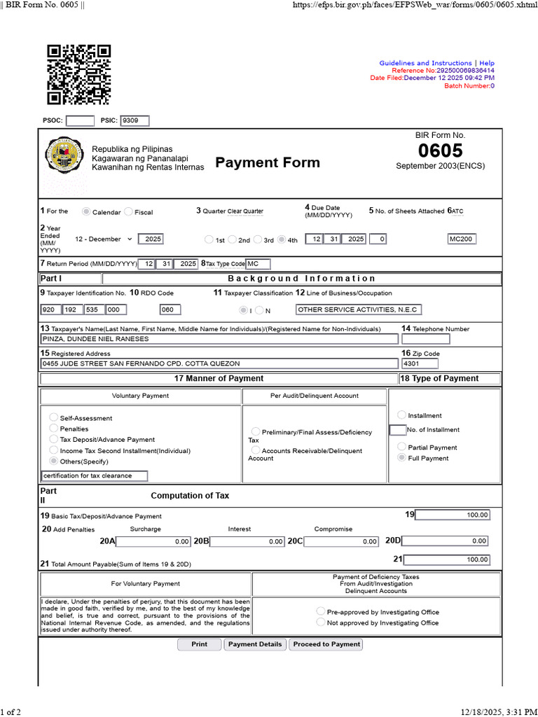 bir form 0605 | PDF | Taxes | Payments